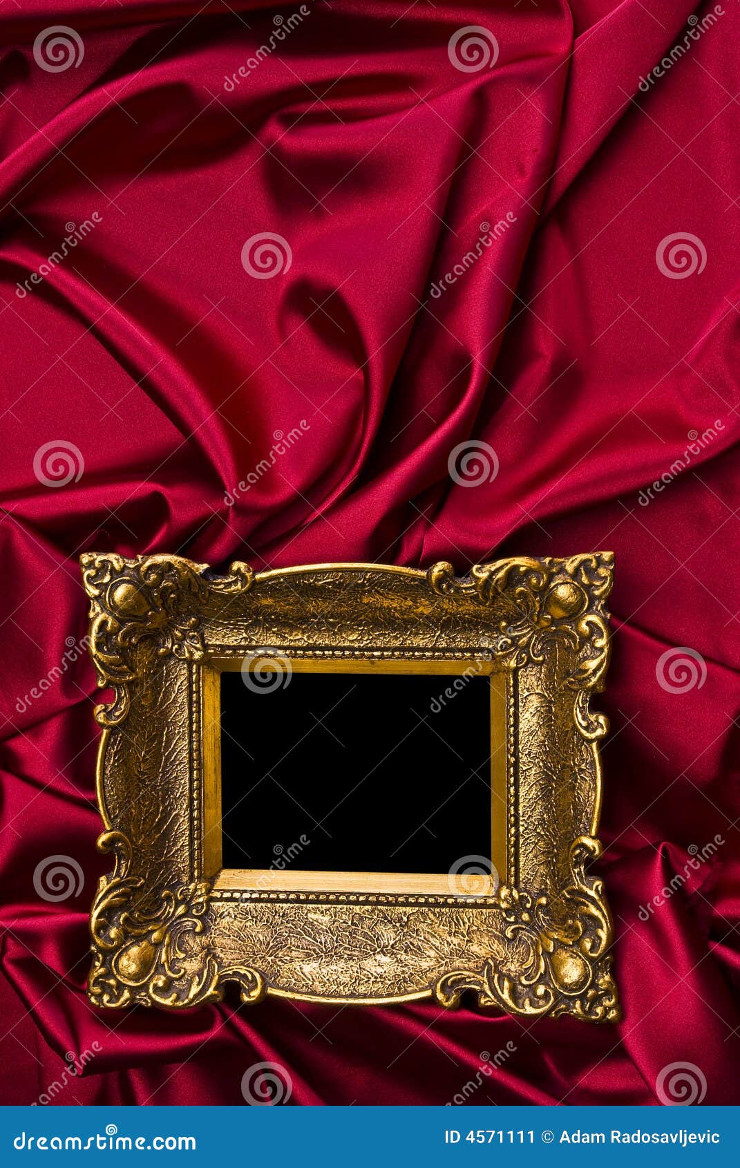 Gold Frame on Red Satin stock image. Image of rippled - 4571111