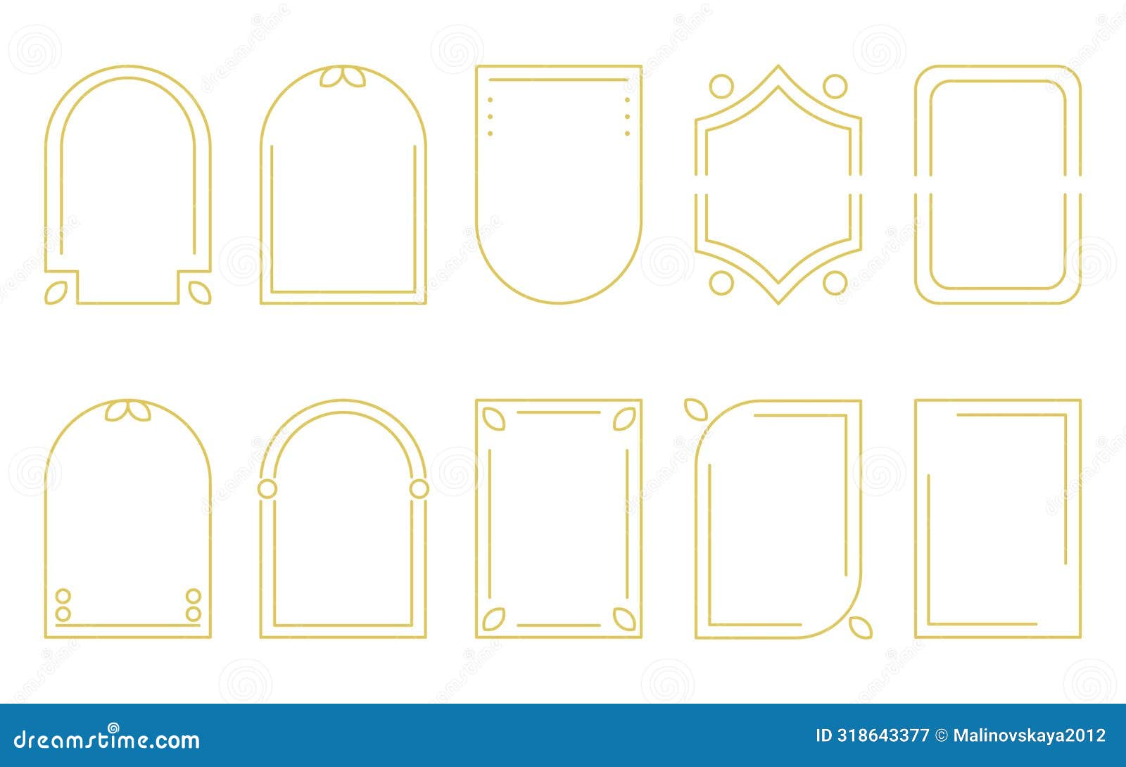Gold Frame Set Minimalistic Linear Style Stock Vector - Illustration of ...
