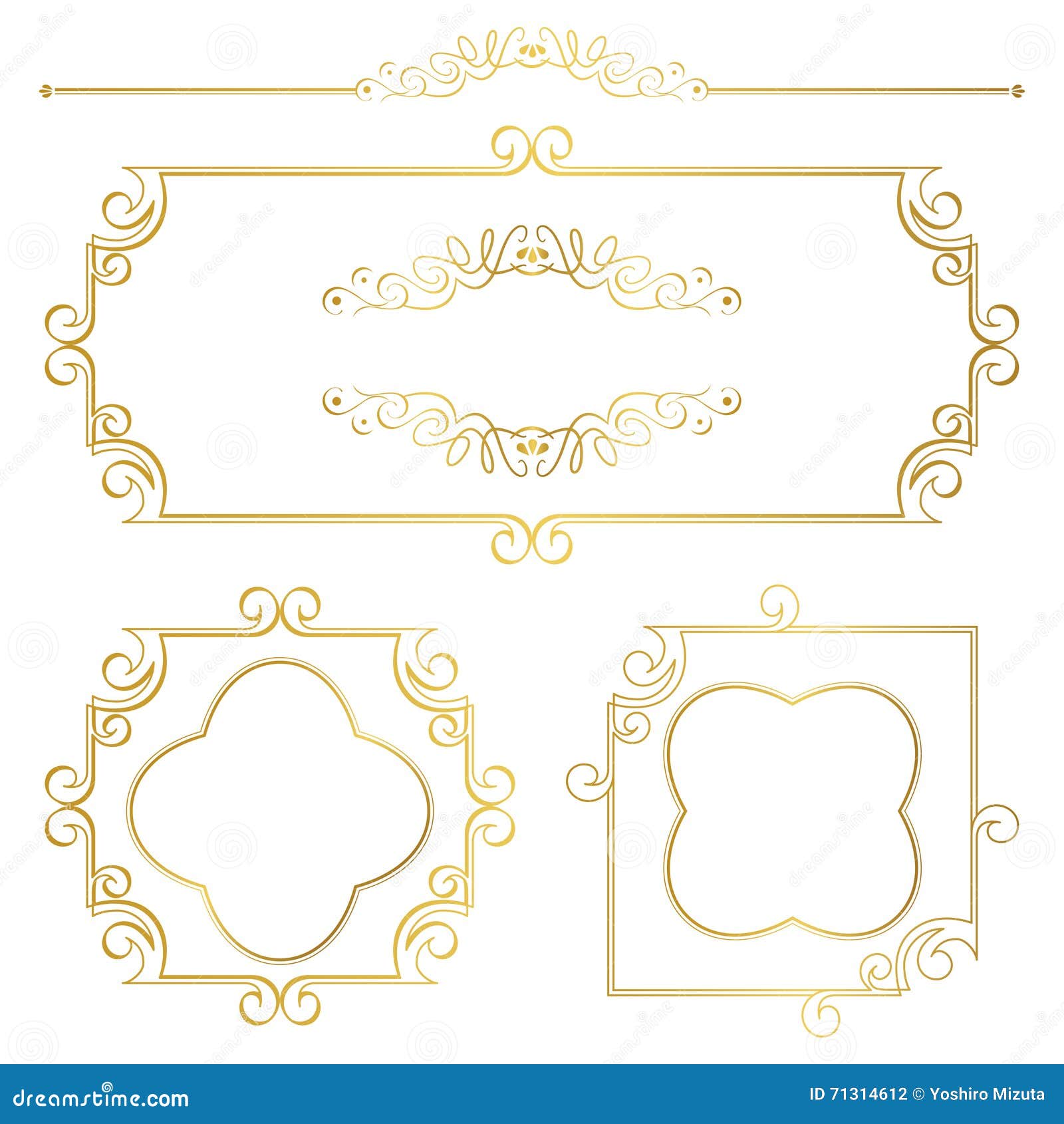 Gold frame set Vector stock vector. Illustration of gorgeous - 71314612