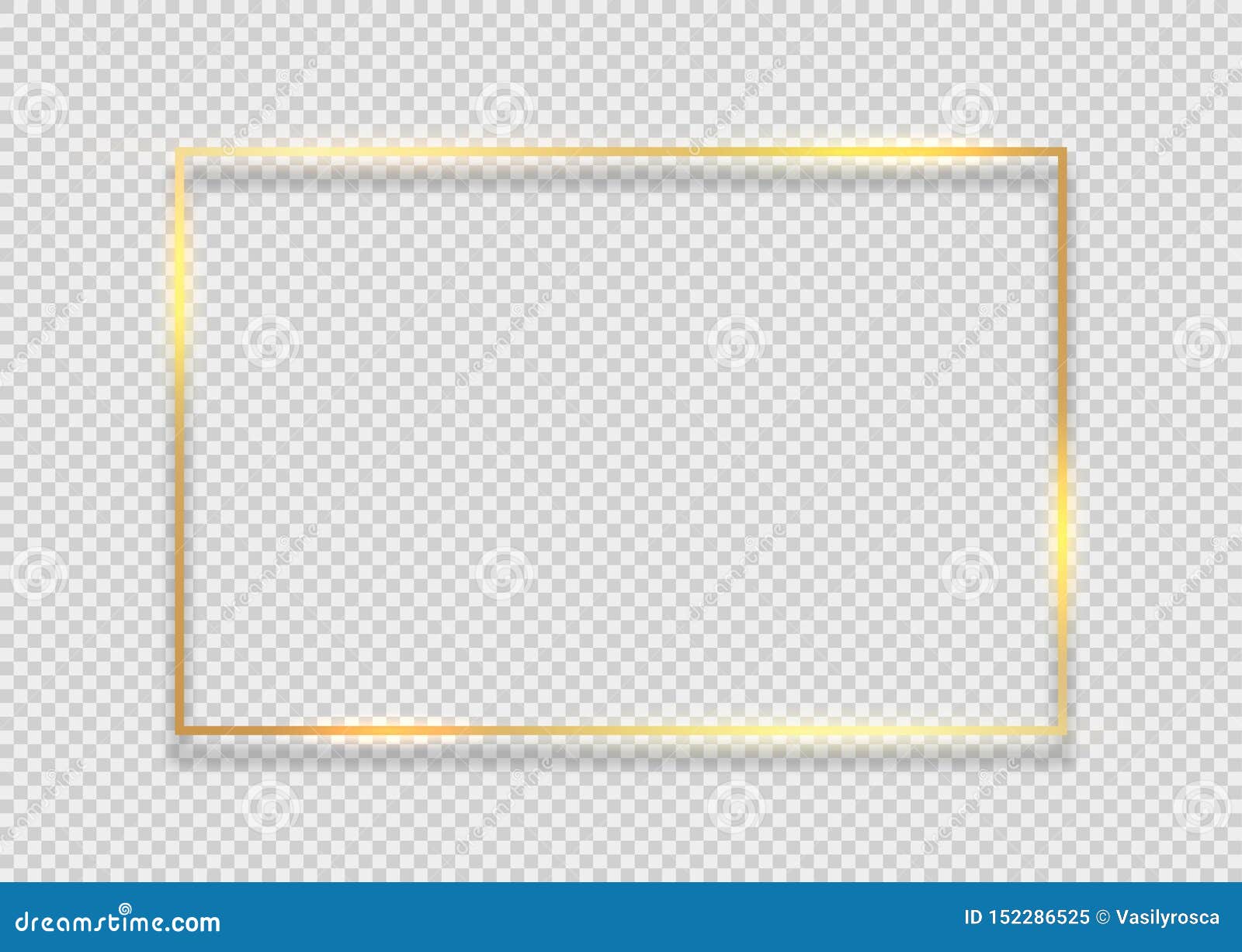 Gold Frame Square Background. Golden Frame Line with Light Glow Flare ...