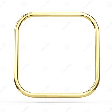 Gold Frame Square with Rounded Corners Isolated on White Stock ...