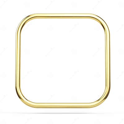 Gold Frame Square with Rounded Corners Isolated on White Stock ...