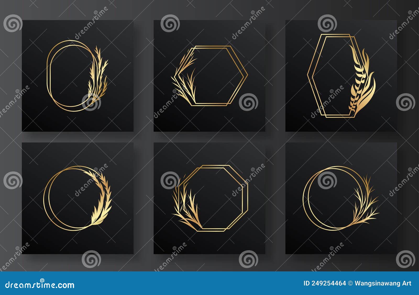 Gold Frame Wedding Monogram Logo Templates Collection Stock Vector ...