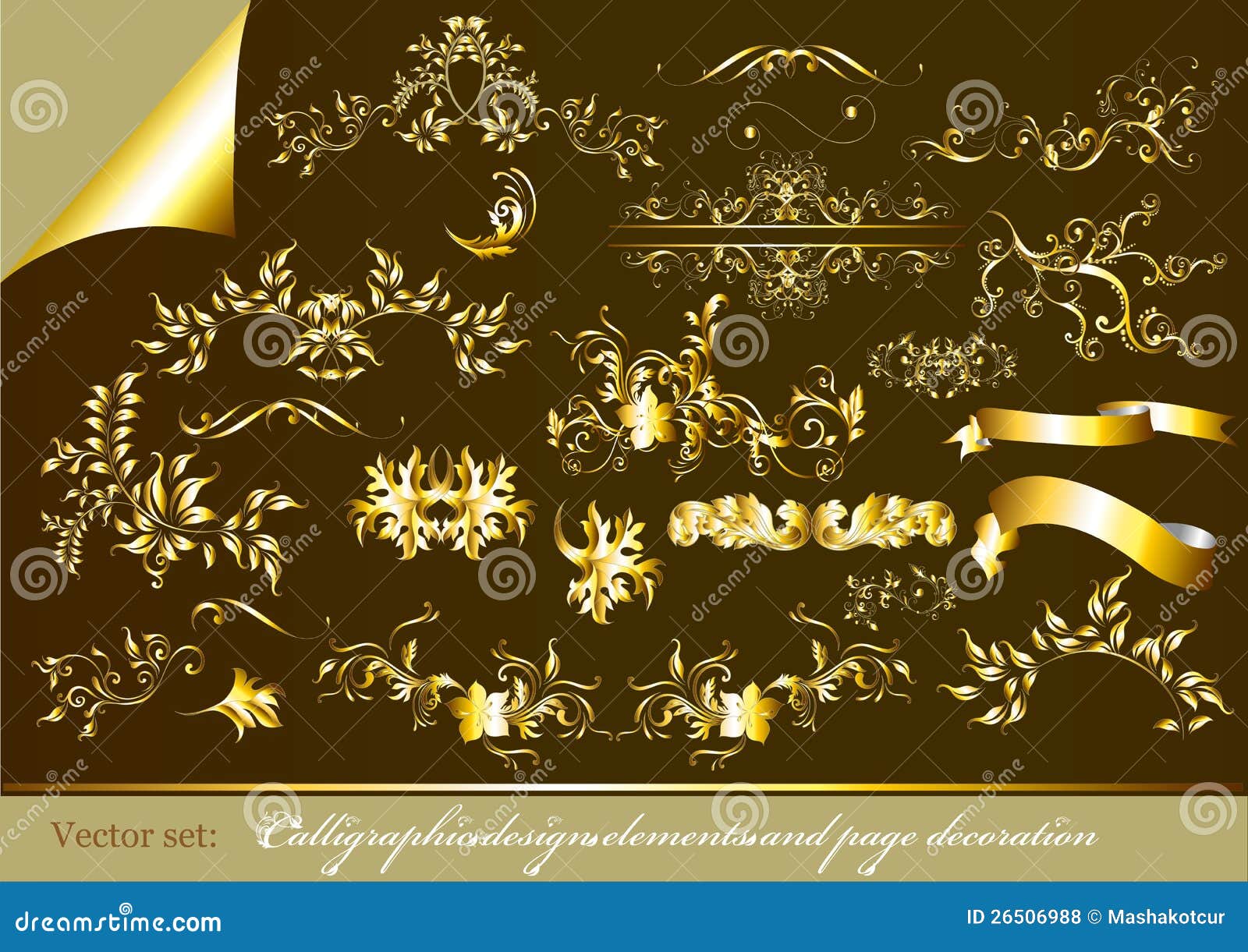 Gold-framed Calligraphic Design Elements Stock Vector - Illustration of ...