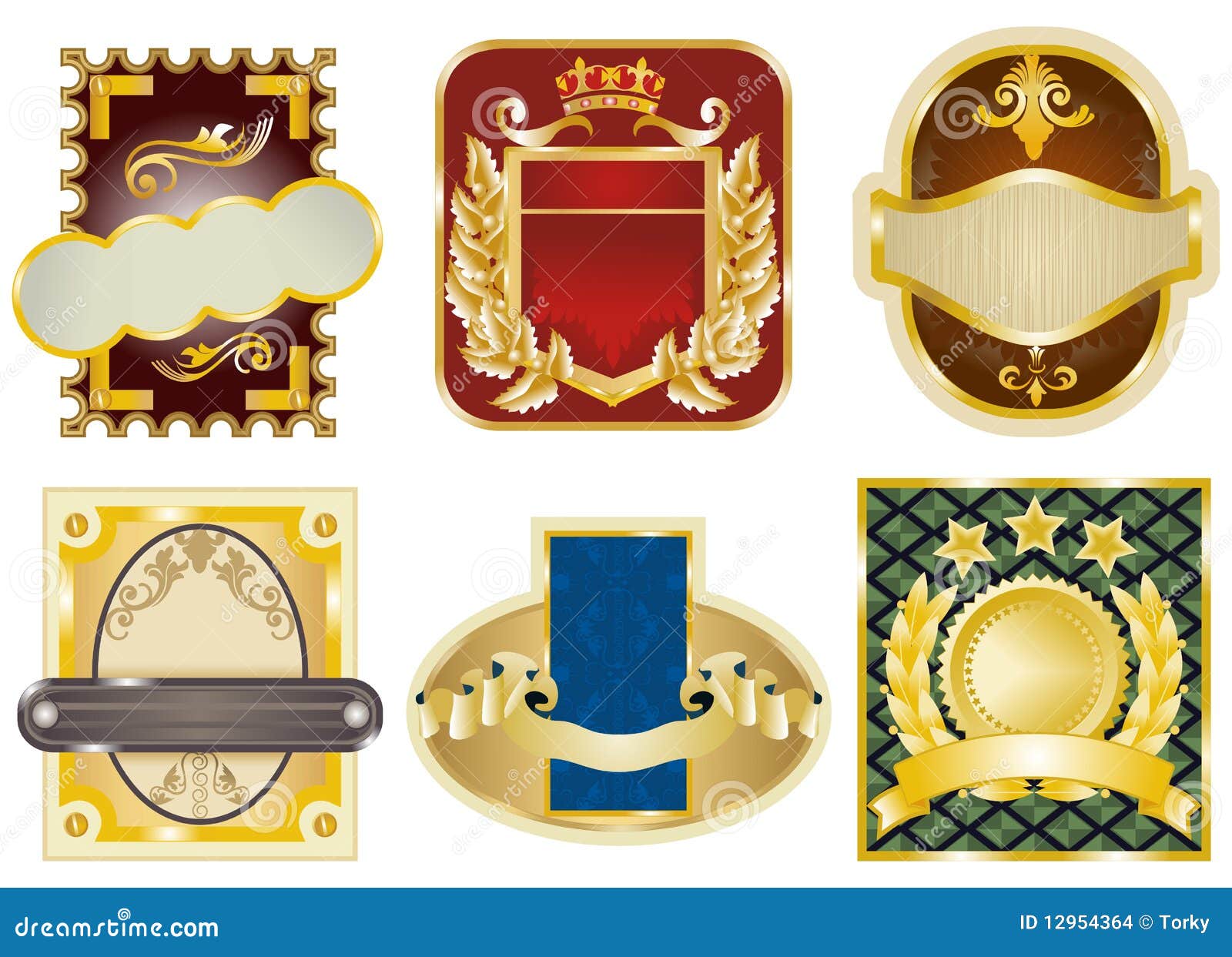 Gold framed labels stock vector. Illustration of collection - 12954364