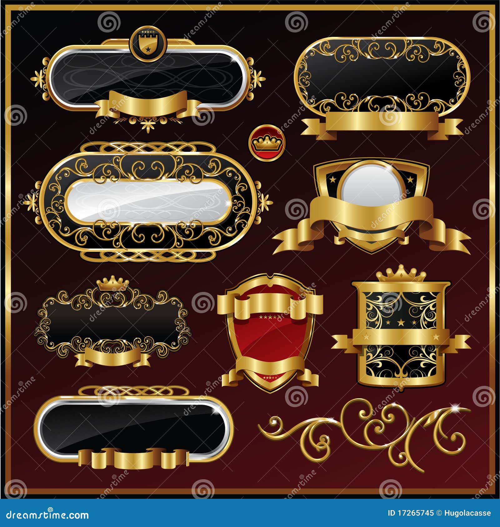 Gold framed labels stock illustration. Illustration of laurel - 17265745