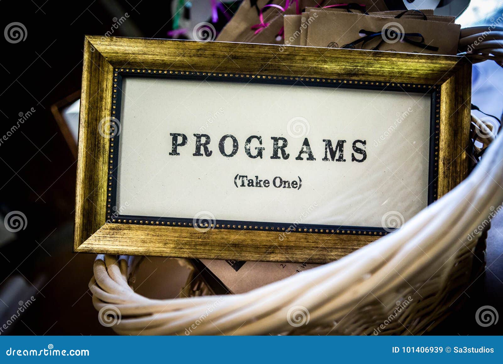 Gold Framed Retro Program Sign Stock Image - Image of show, retro ...