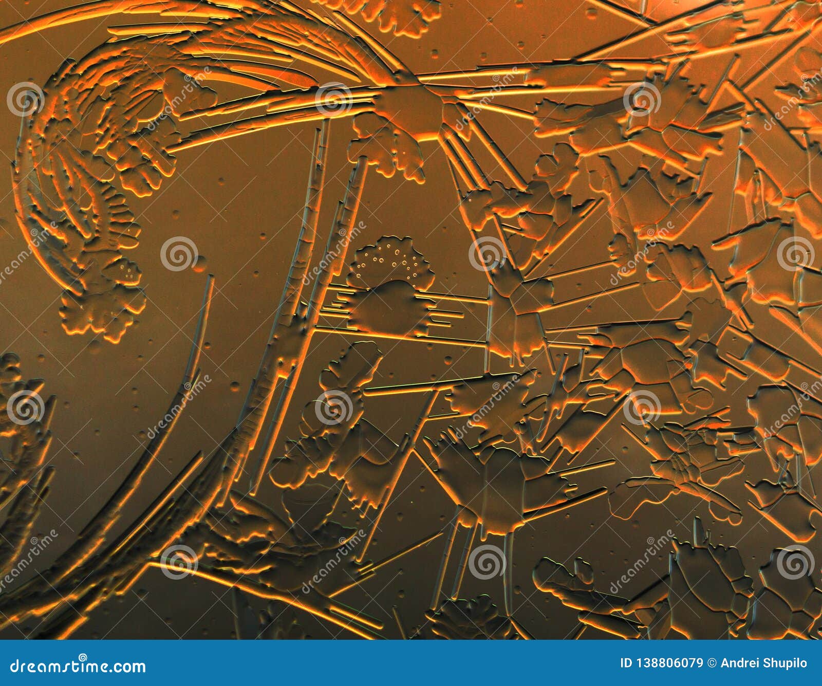 Gold Frost Drawings on the Glass As a Background Stock Image - Image of ...