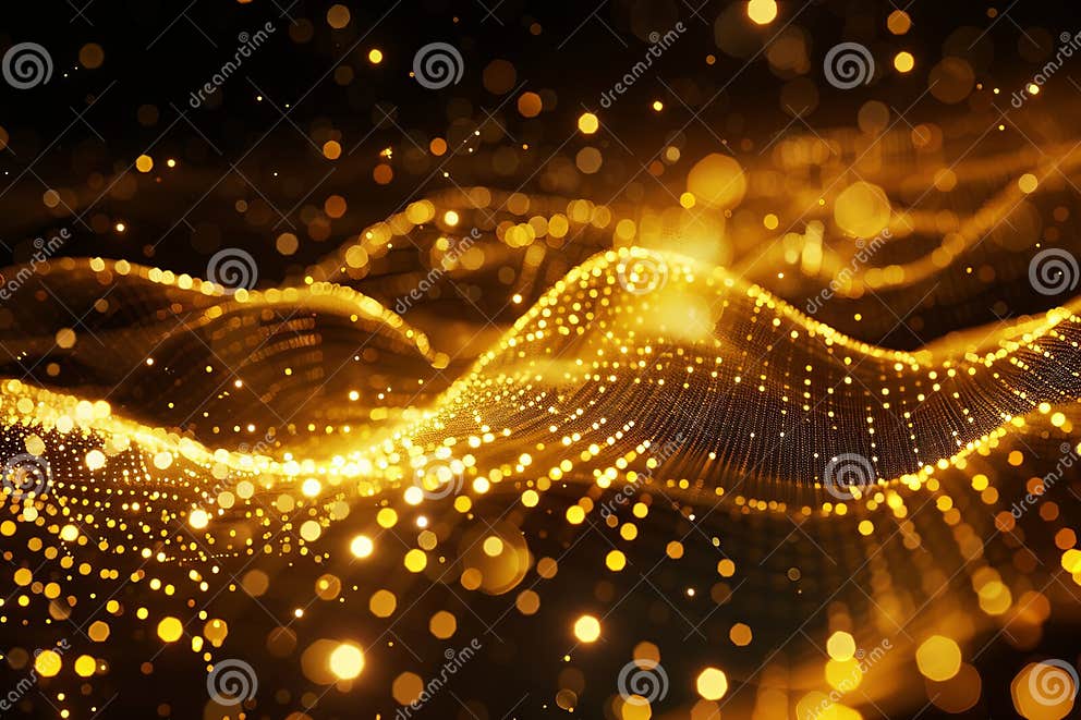 Gold Futuristic Background of Points with a Dynamic Wave Excellent Data ...