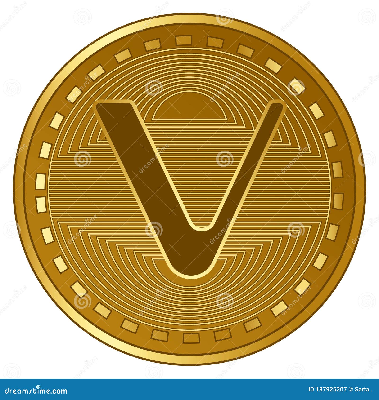 Gold Futuristic Vechain Cryptocurrency Coin Vector Illustration Stock ...