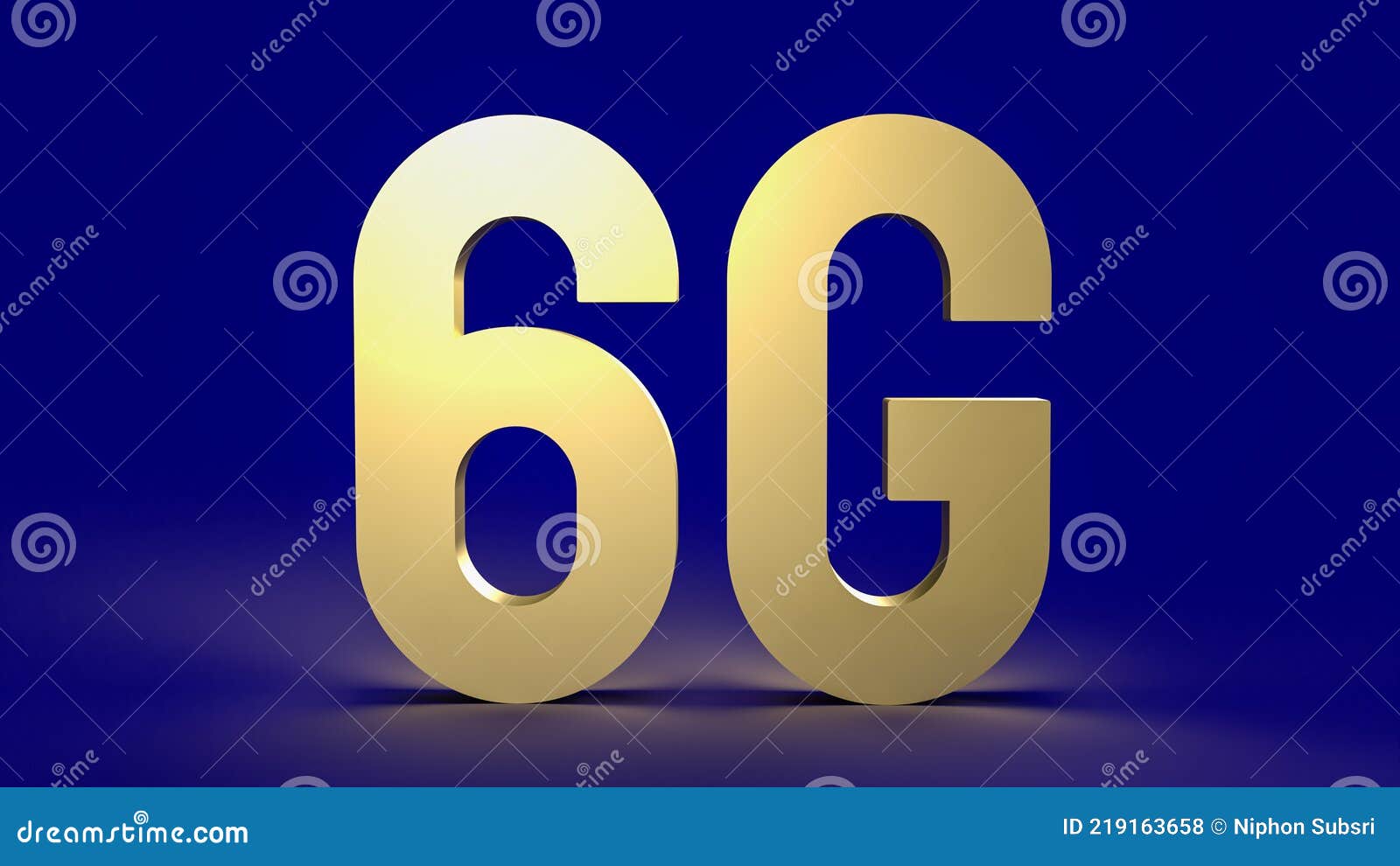 Gold 6g on Blue Background for Technology Communications Concept 3d ...