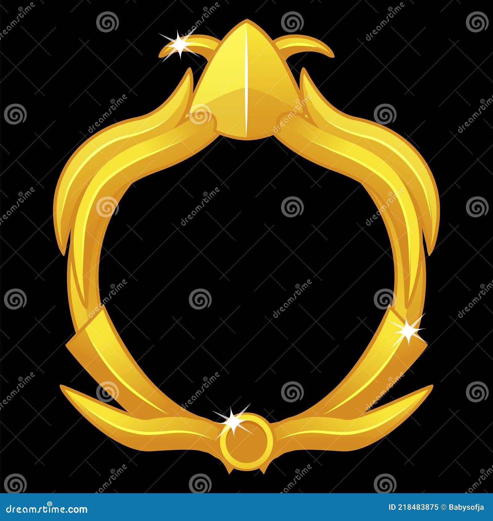 Gold Game Frame Avatar, Round Template for Game Ui. Stock Vector ...