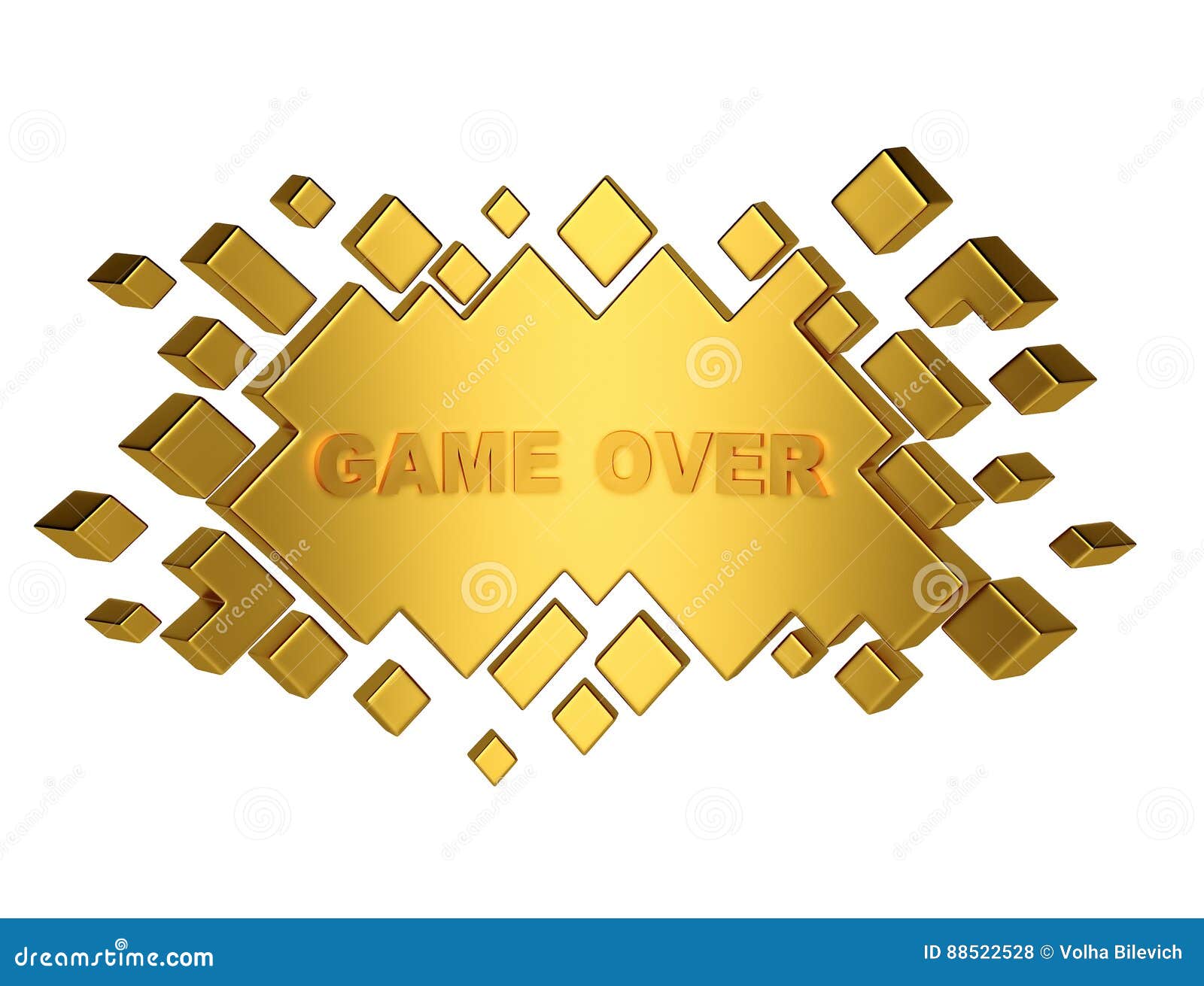 Gold Game Over Geometric Background from Cubes. 3d Render Stock ...