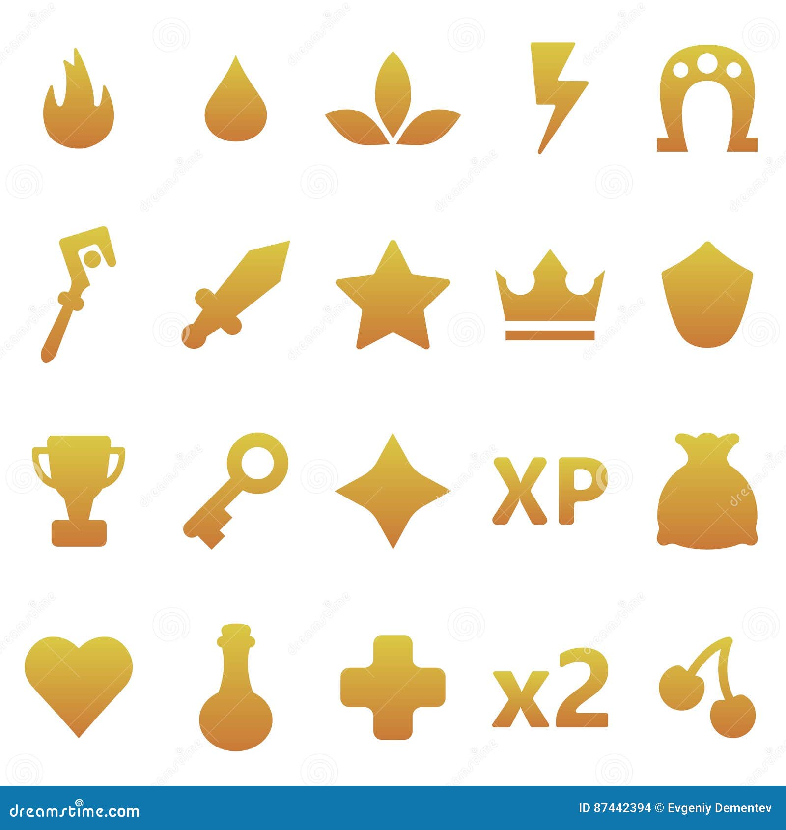 Gold Gaming Icons Set. Assets Set for Game Design and Web Application ...