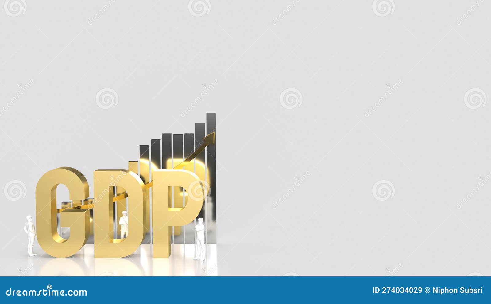 The Gold GDP and Chart on White Background for Business Concept 3d ...