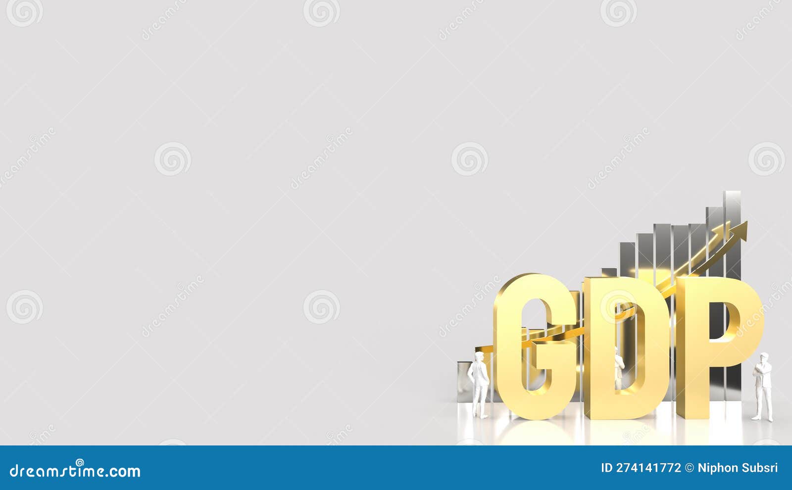 The Gold GDP and Chart on White Background for Business Concept 3d ...
