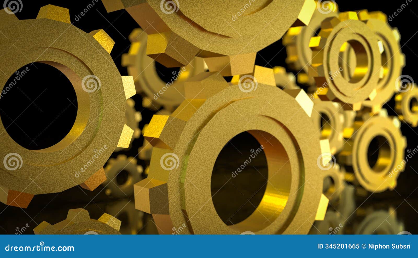 The Gold Gear in Black Background for Technology or Abstract Concept 3d ...
