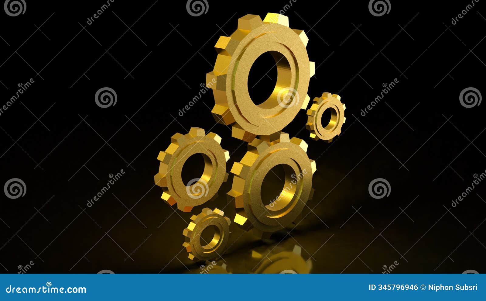 The Gold Gear in Black Background for Technology or Abstract Concept 3d ...