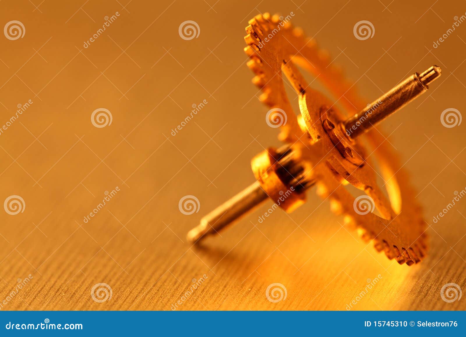 Gold Gear on Brushed Metall Stock Photo - Image of instrument ...
