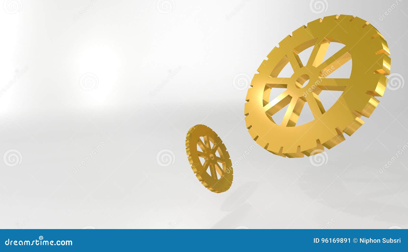 The Gold Gear 3d Rendering on White Background Stock Illustration ...