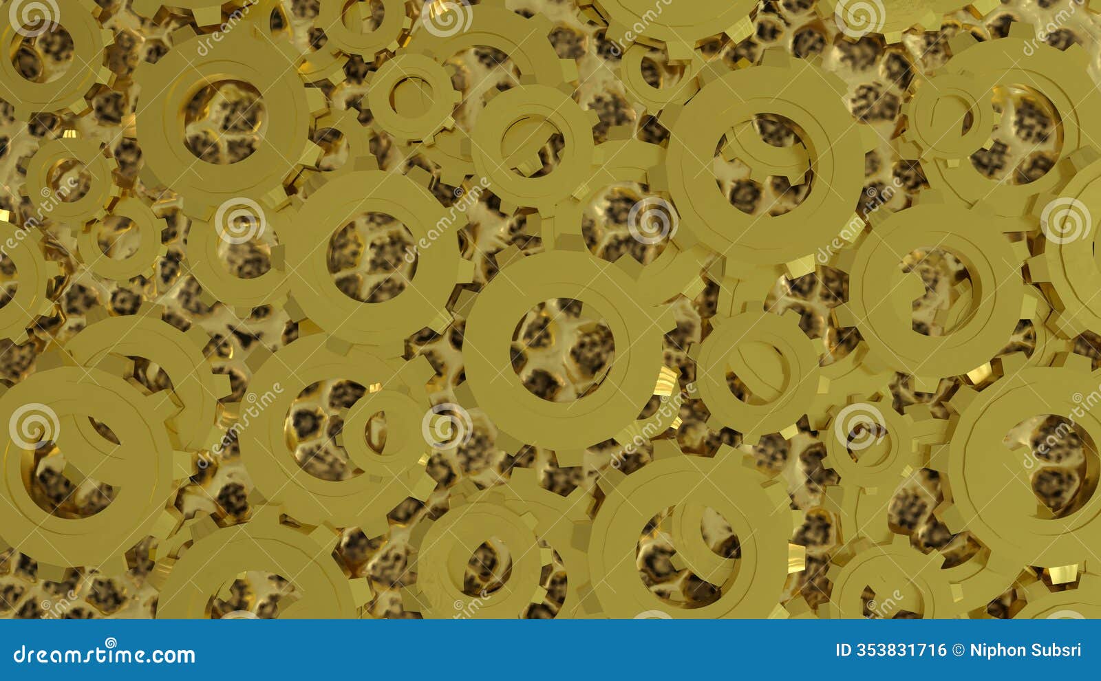 The Gold Gear for Engine or Background Concept 3d Rendering Stock ...