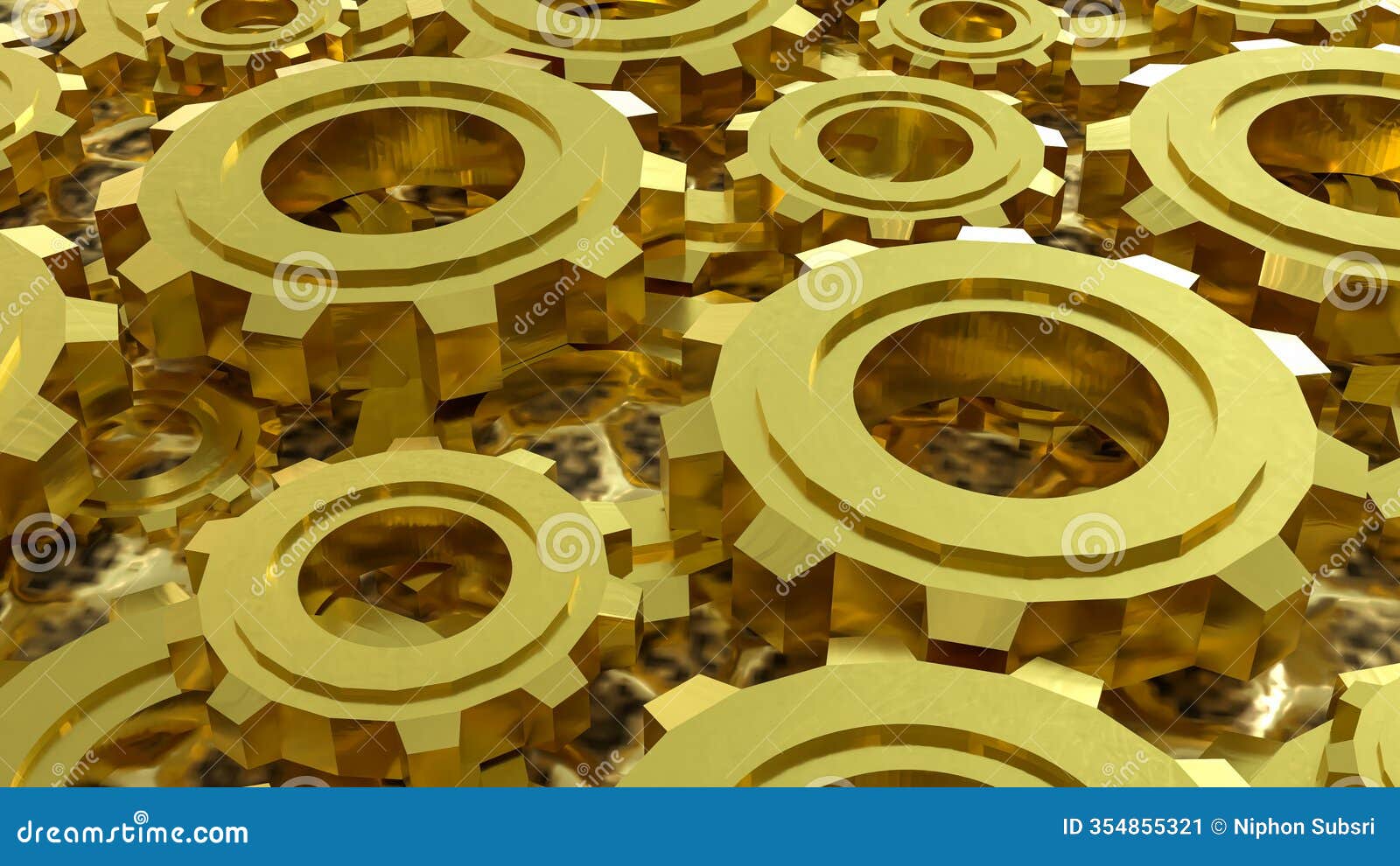 The Gold Gear for Engine or Background Concept 3d Rendering Stock ...