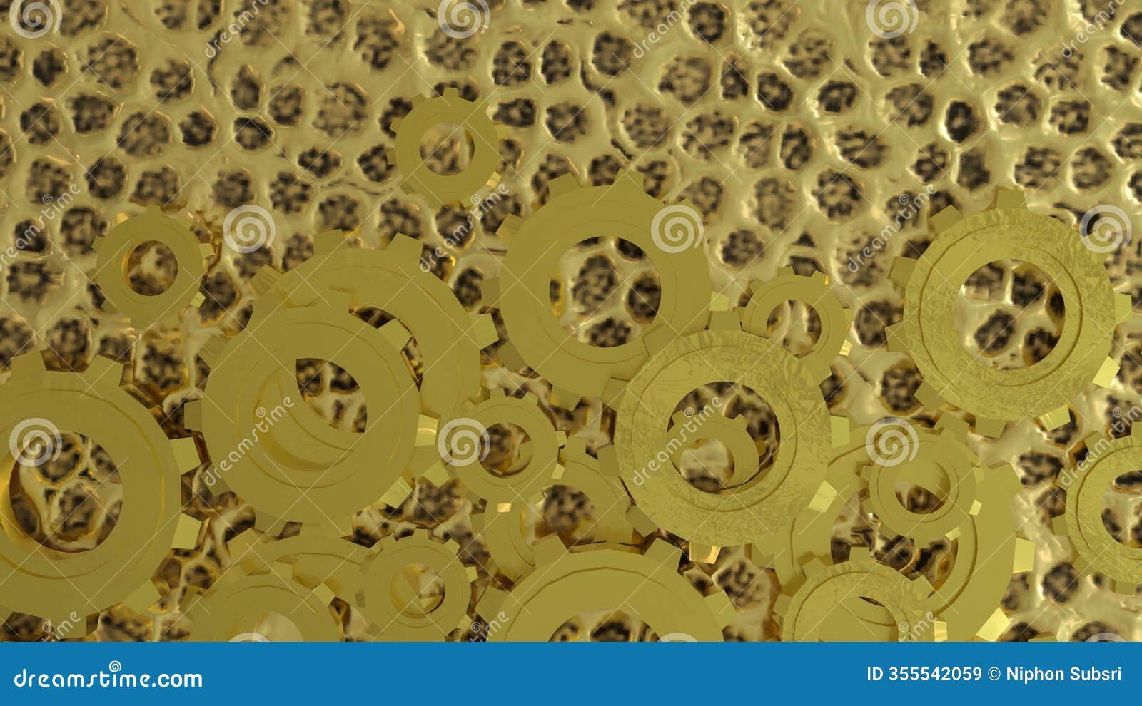 The Gold Gear for Engine or Background Concept 3d Rendering Stock ...