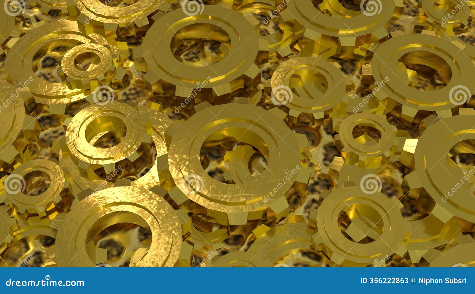 The Gold Gear for Engine or Background Concept 3d Rendering Stock ...