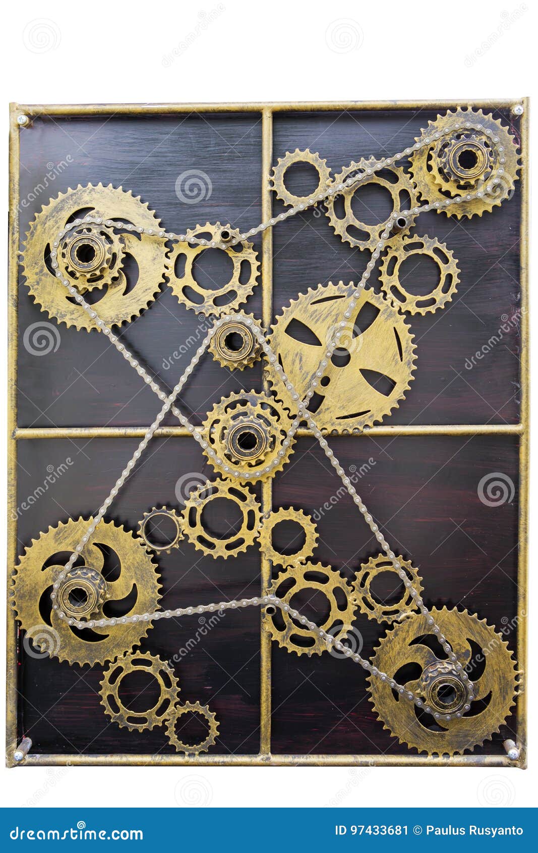 Gold Gear Wheels with Chains Stock Image - Image of bound, mechanics ...
