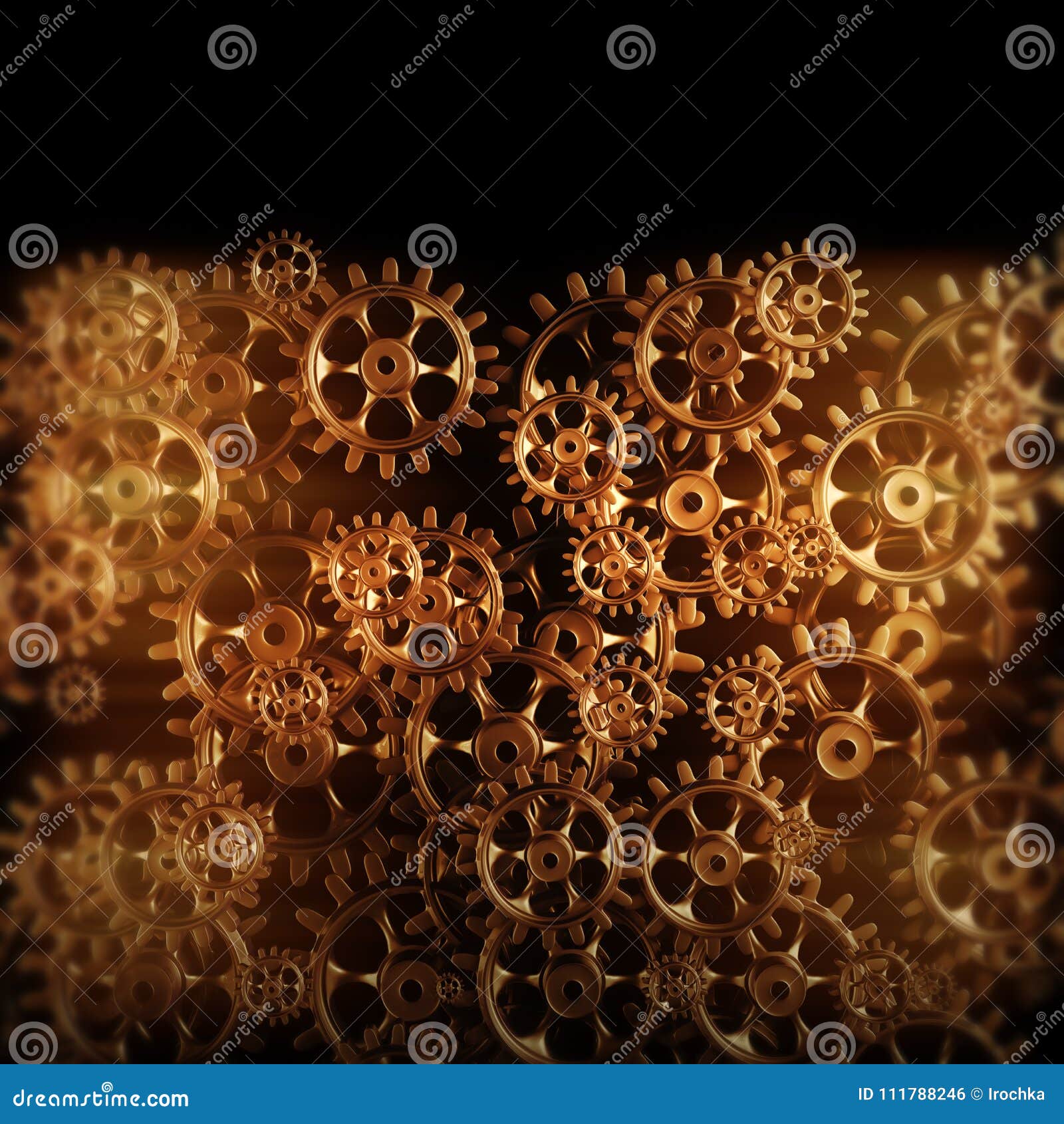 Gold gears and cogs macro stock illustration. Illustration of cogwheel ...