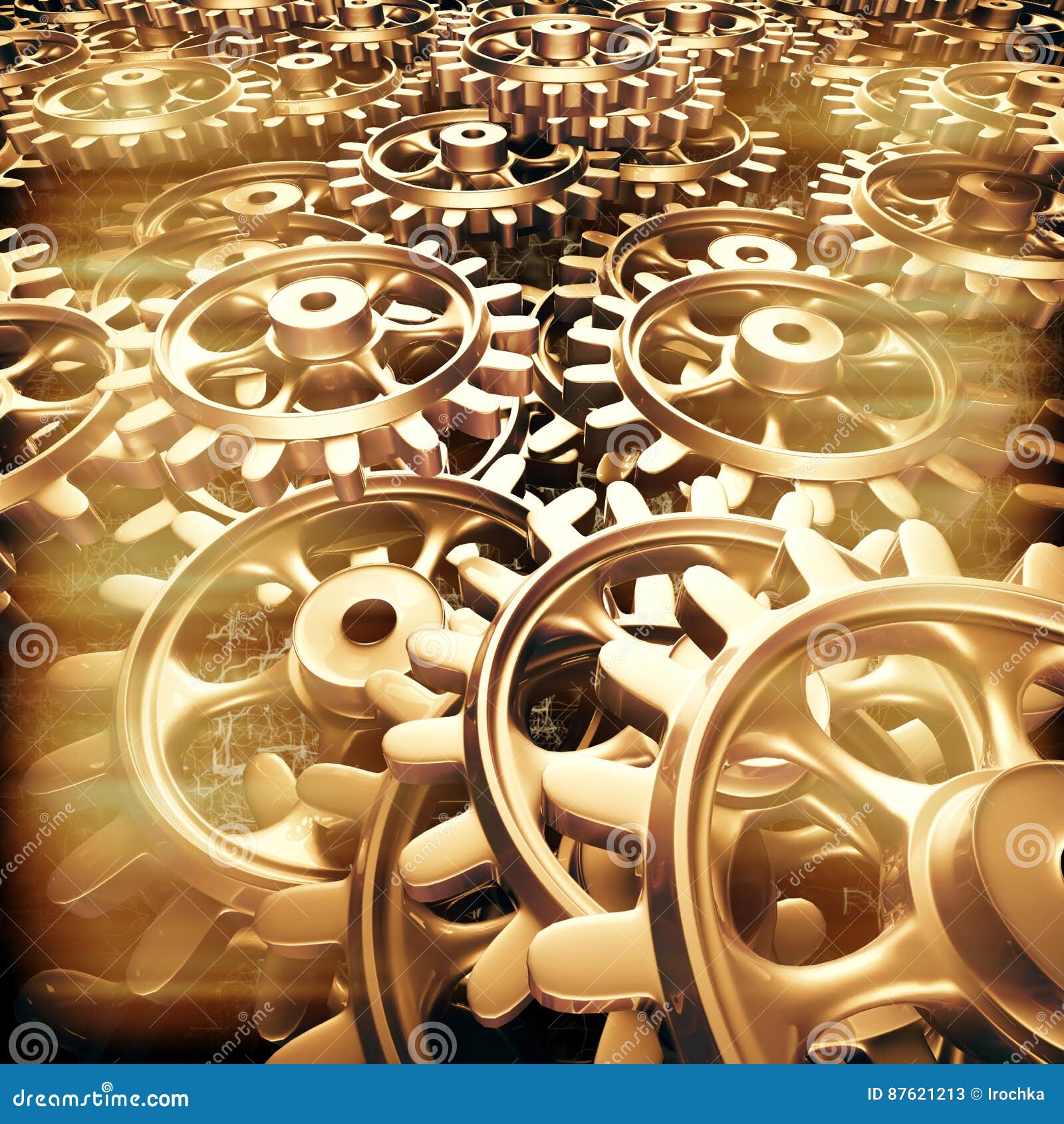 Gold gears and cogs macro stock illustration. Illustration of circle ...