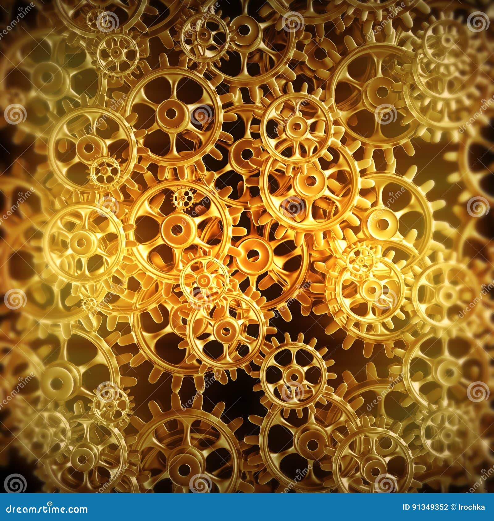 Gold gears and cogs macro stock illustration. Illustration of ...