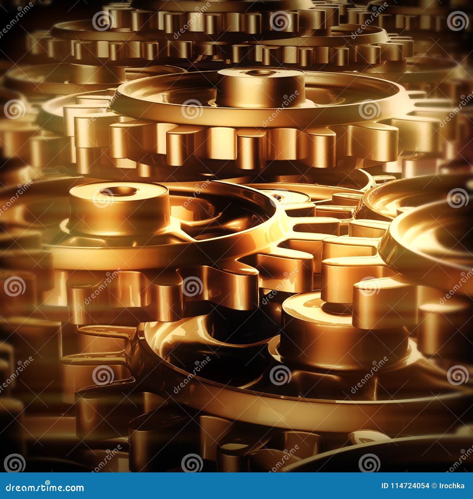 Gold gears and cogs macro stock illustration. Illustration of ...