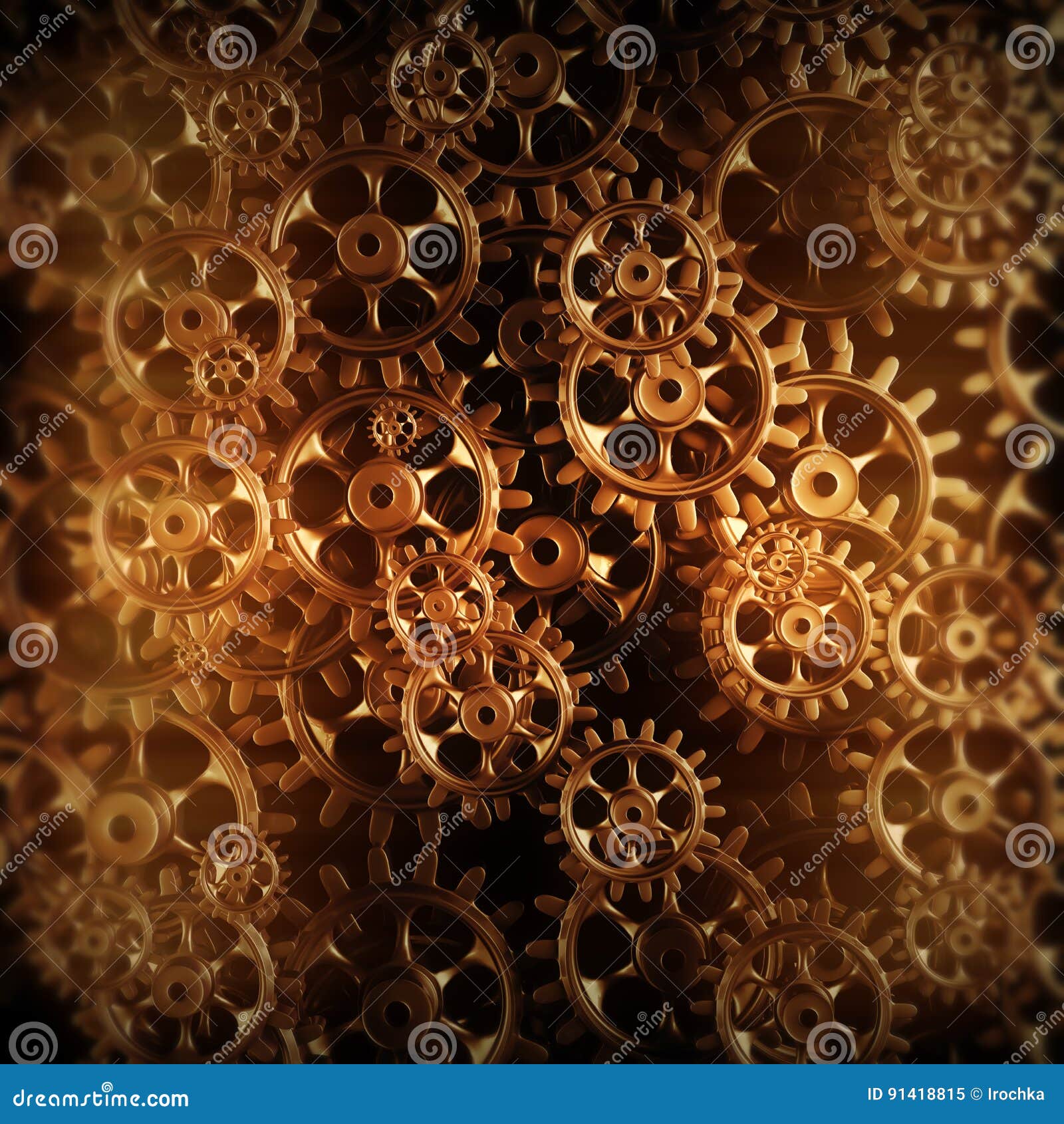Gold gears and cogs macro stock illustration. Illustration of ...