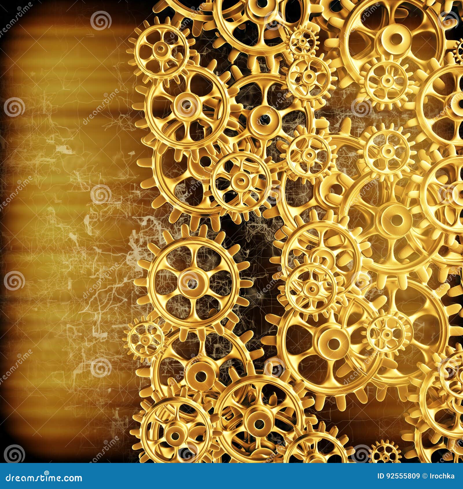 Gold gears and cogs macro stock illustration. Illustration of mechanism ...