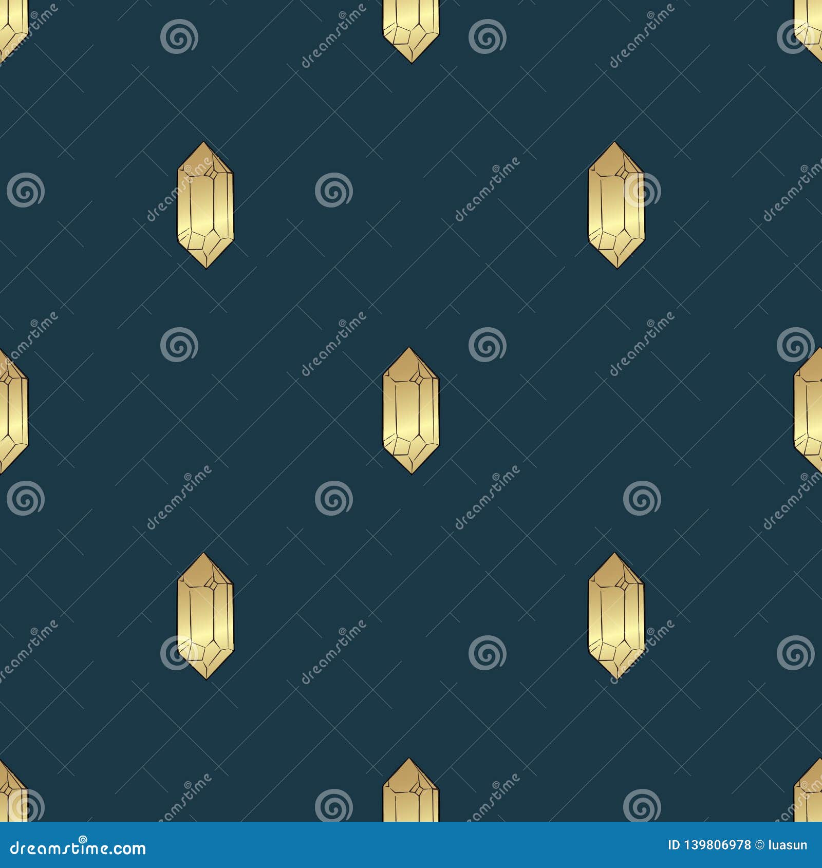 Gold Gems, Crystals and Diamonds Seamless Pattern Stock Vector ...