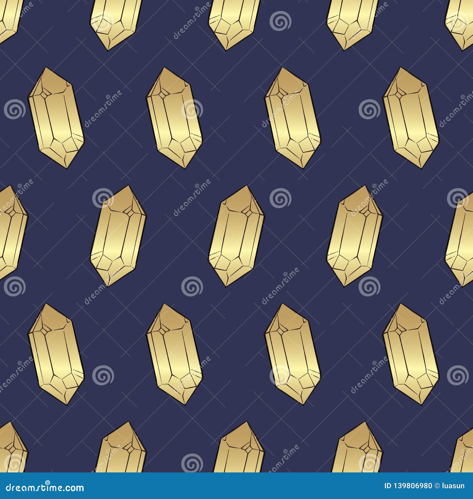 Gold Gems, Crystals and Diamonds Seamless Pattern Stock Vector ...