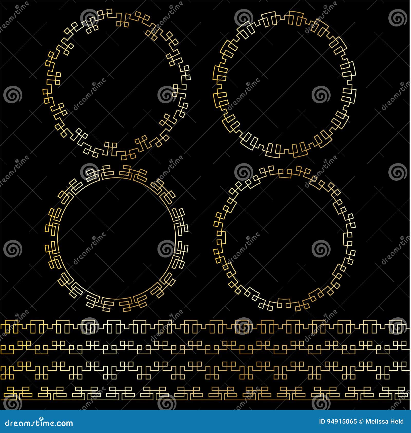 Gold Geometric Frames and Borders Stock Illustration - Illustration of ...