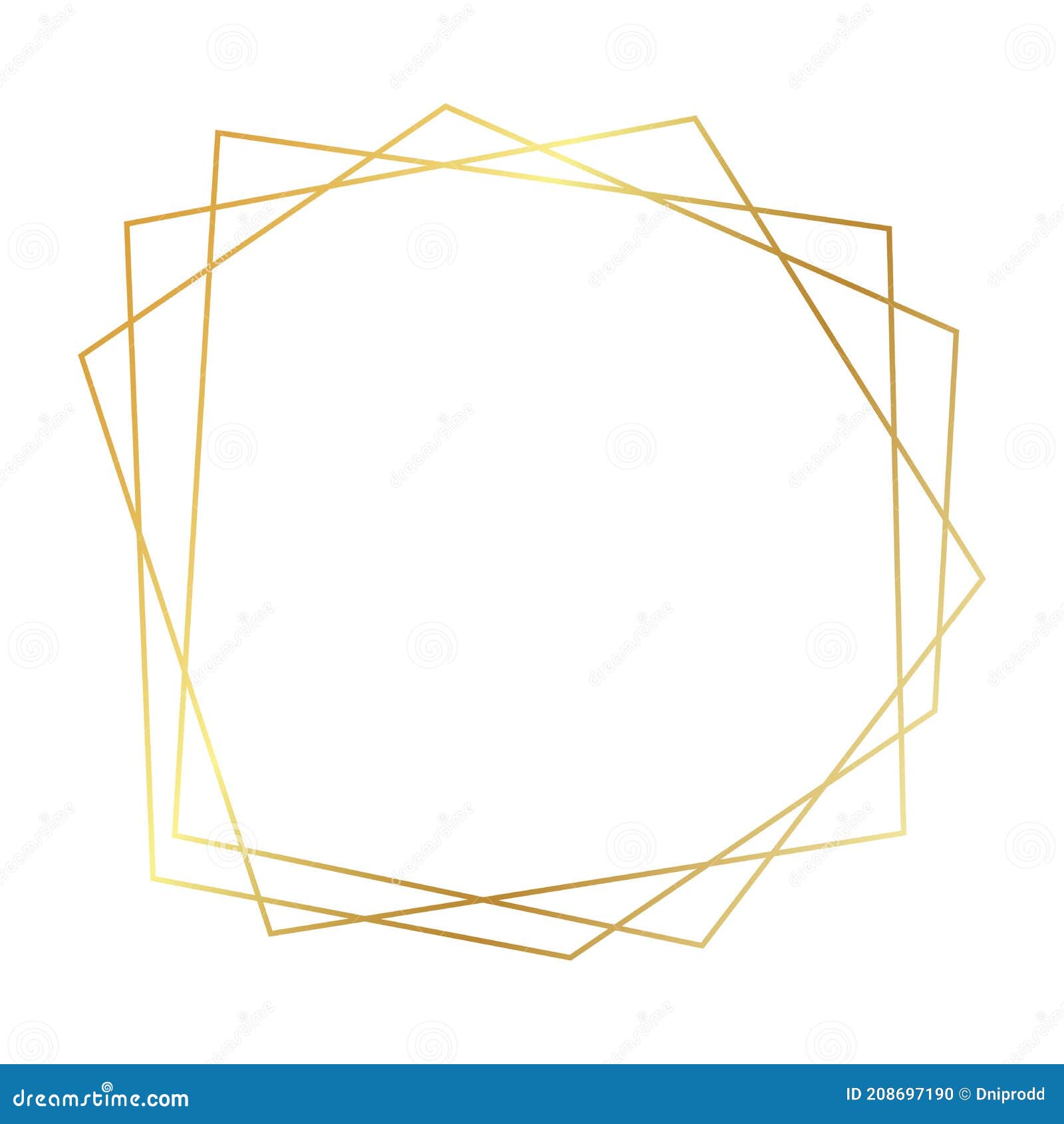 Gold Geometric Polygonal Frame with Shining Effects Stock Vector ...