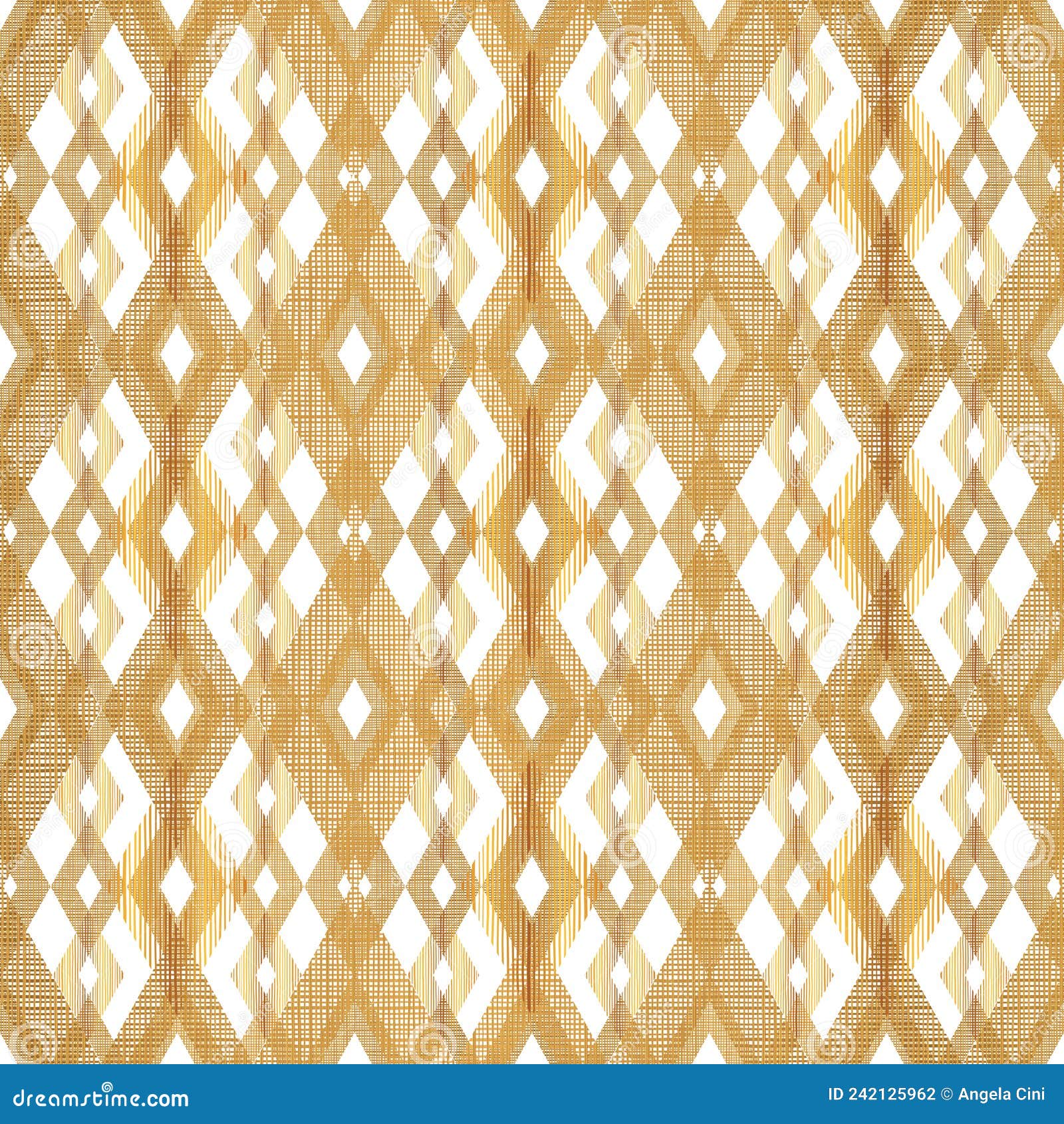 Gold Geometric Rhombus Seamless Pattern Design on White Background ...