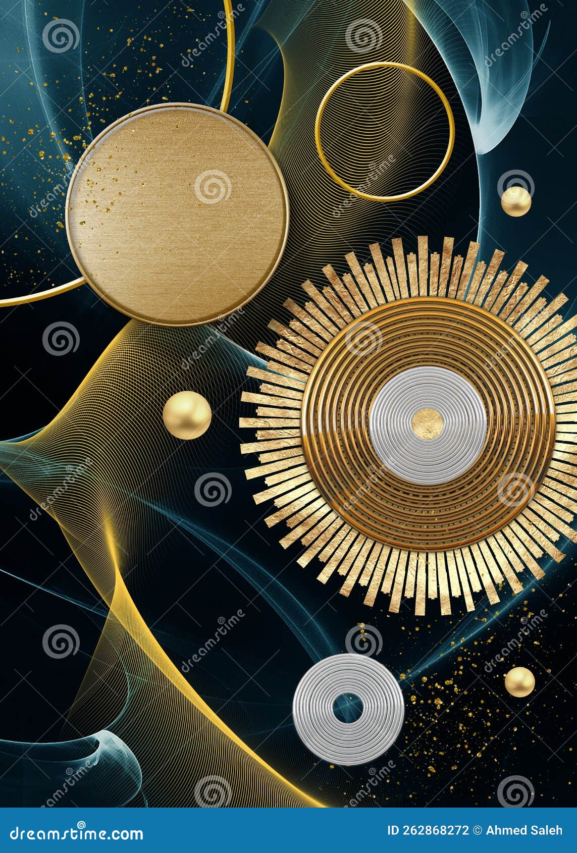 Gold Geometric Sun Circle Design Stock Illustration - Illustration of ...