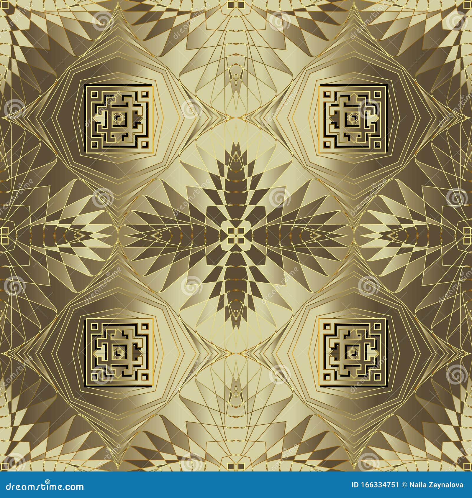 Gold Geometric Vector Seamless Pattern. Ornamental Golden Modern ...
