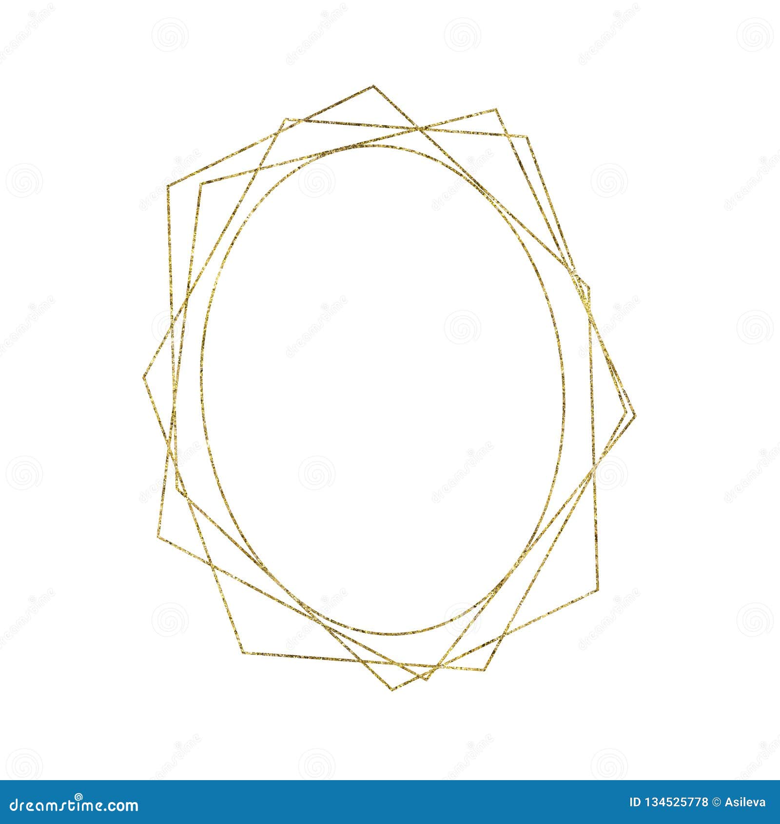 Gold Geometrical Triangular Oval Frame Isolated on White Background ...