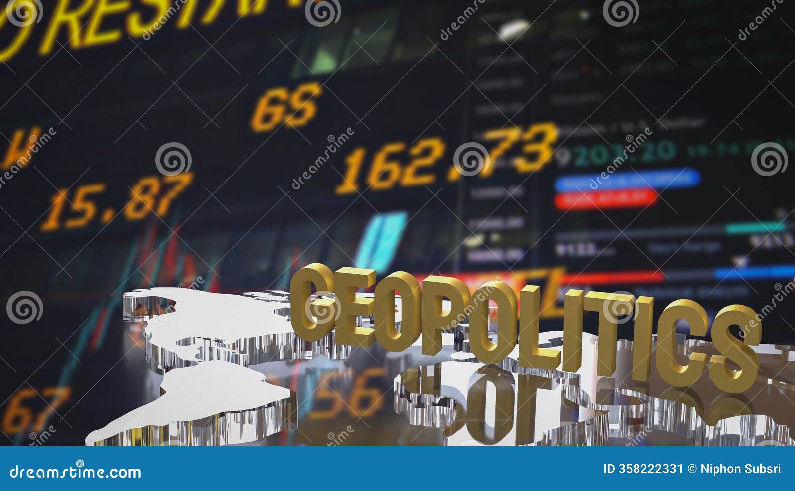 The Gold Geopolitics On World Map 3d Rendering Royalty-Free Stock ...