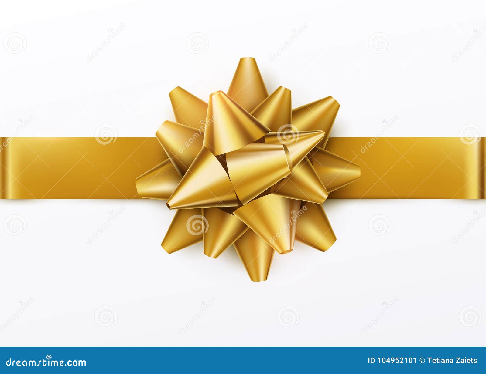 Gold Gift Bow with Horizontal Ribbon. Isolated on White Background ...