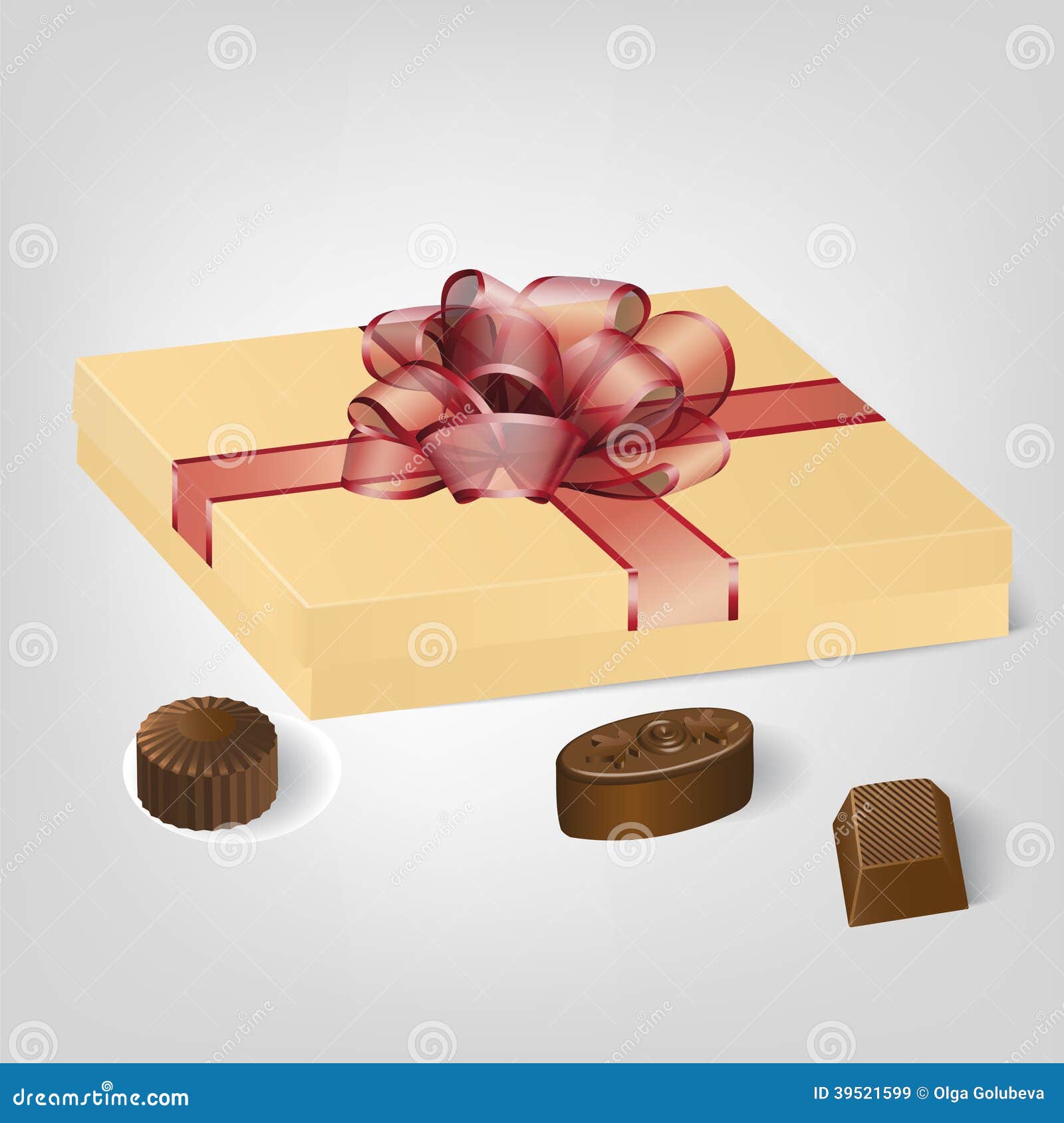 Gold Gift Box of Chocolate Candies Stock Vector - Illustration of ...