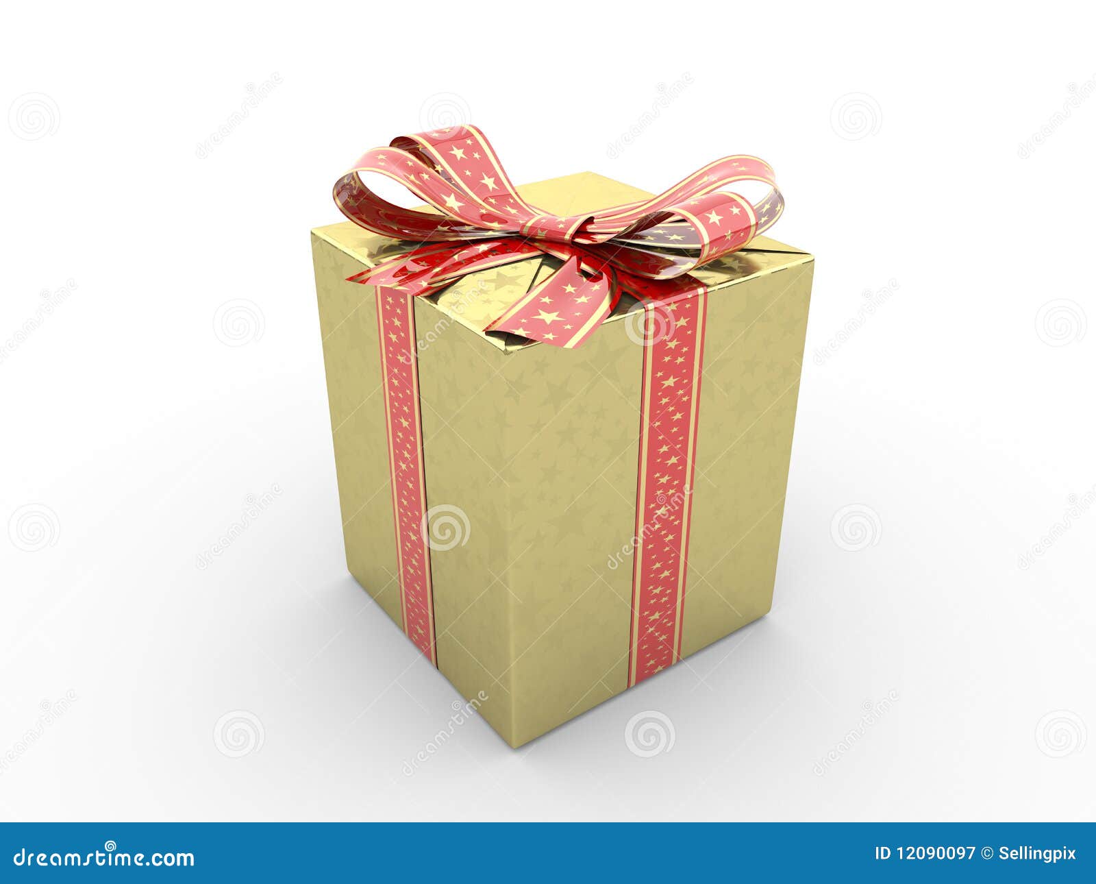 Gold gift box fancy bow stock illustration. Illustration of birthday ...