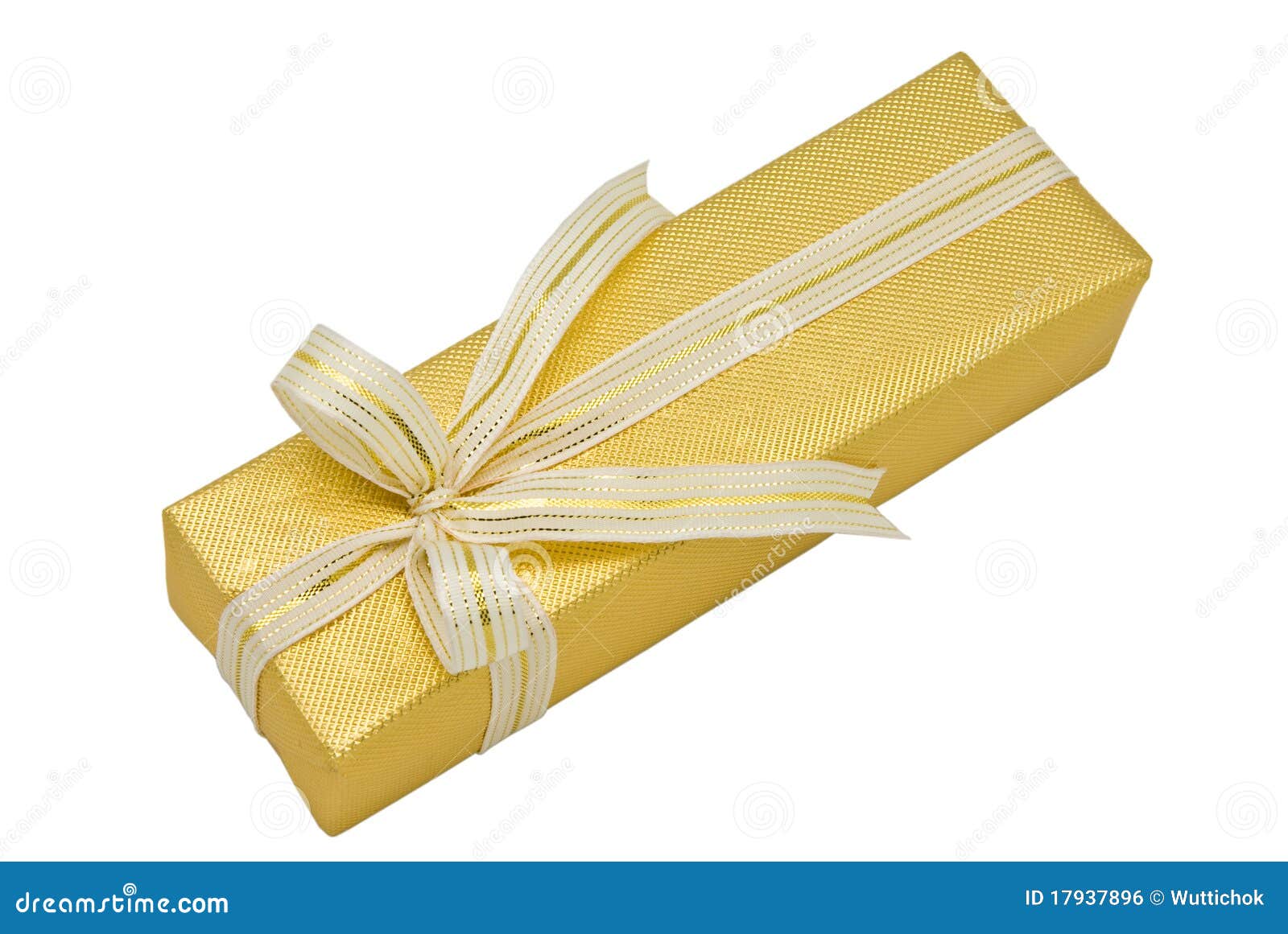 Gold Gift Box with Gold Ribbon Stock Illustration - Illustration of ...
