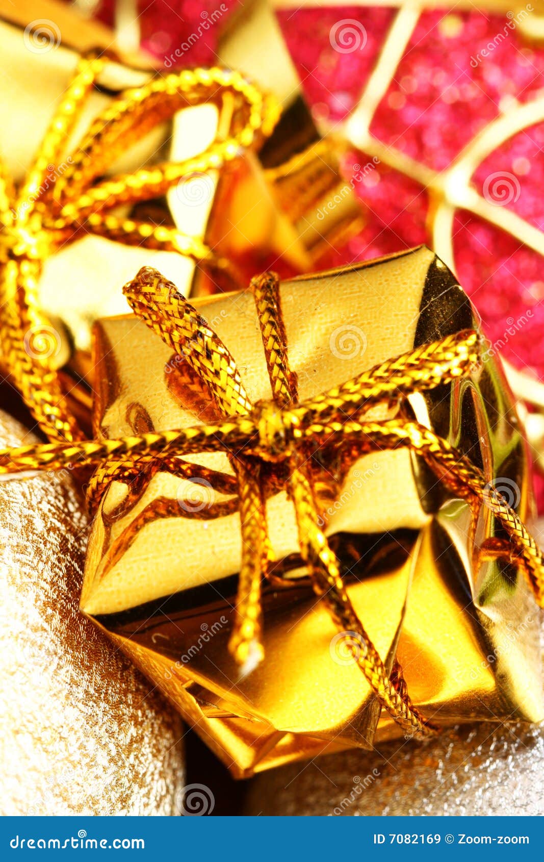 Gold gift boxes stock image. Image of colorful, decoration - 7082169