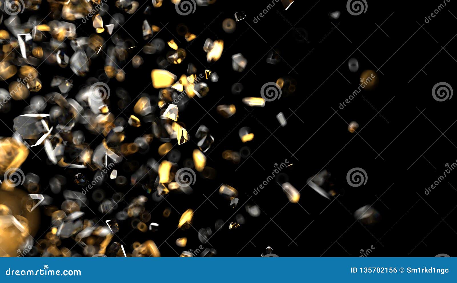 Gold and Glass Particles on Black Background Stock Illustration ...